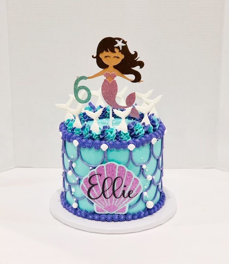 Custom Mermaid Cake Topper With Shell - Etsy
