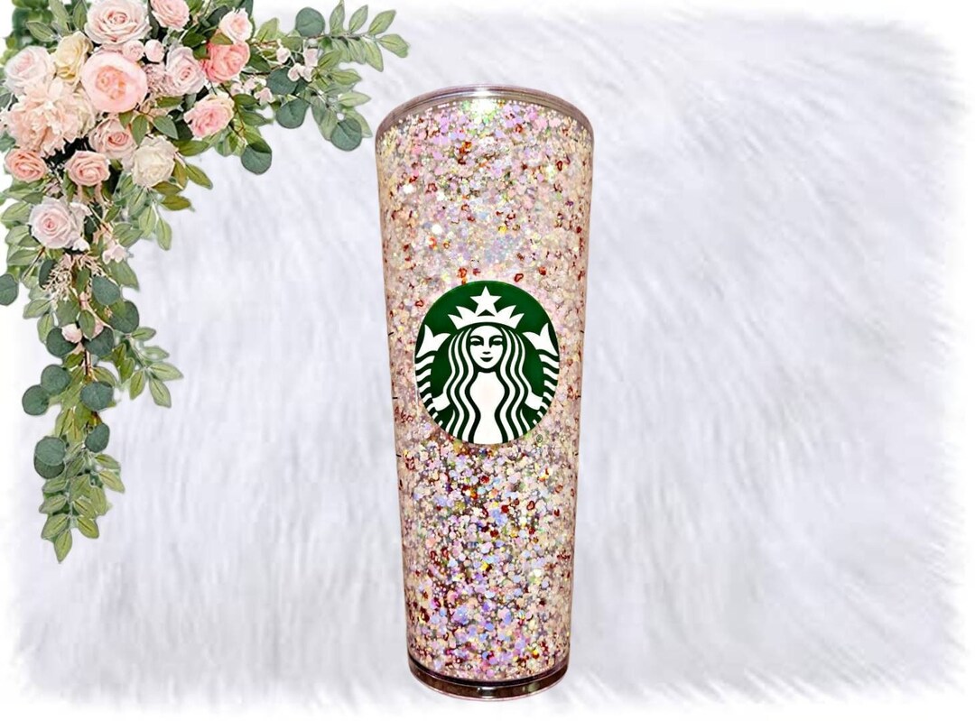 White & Red Heart Starbucks Snow Globe Tumbler, Sparkle Snowglobe ...