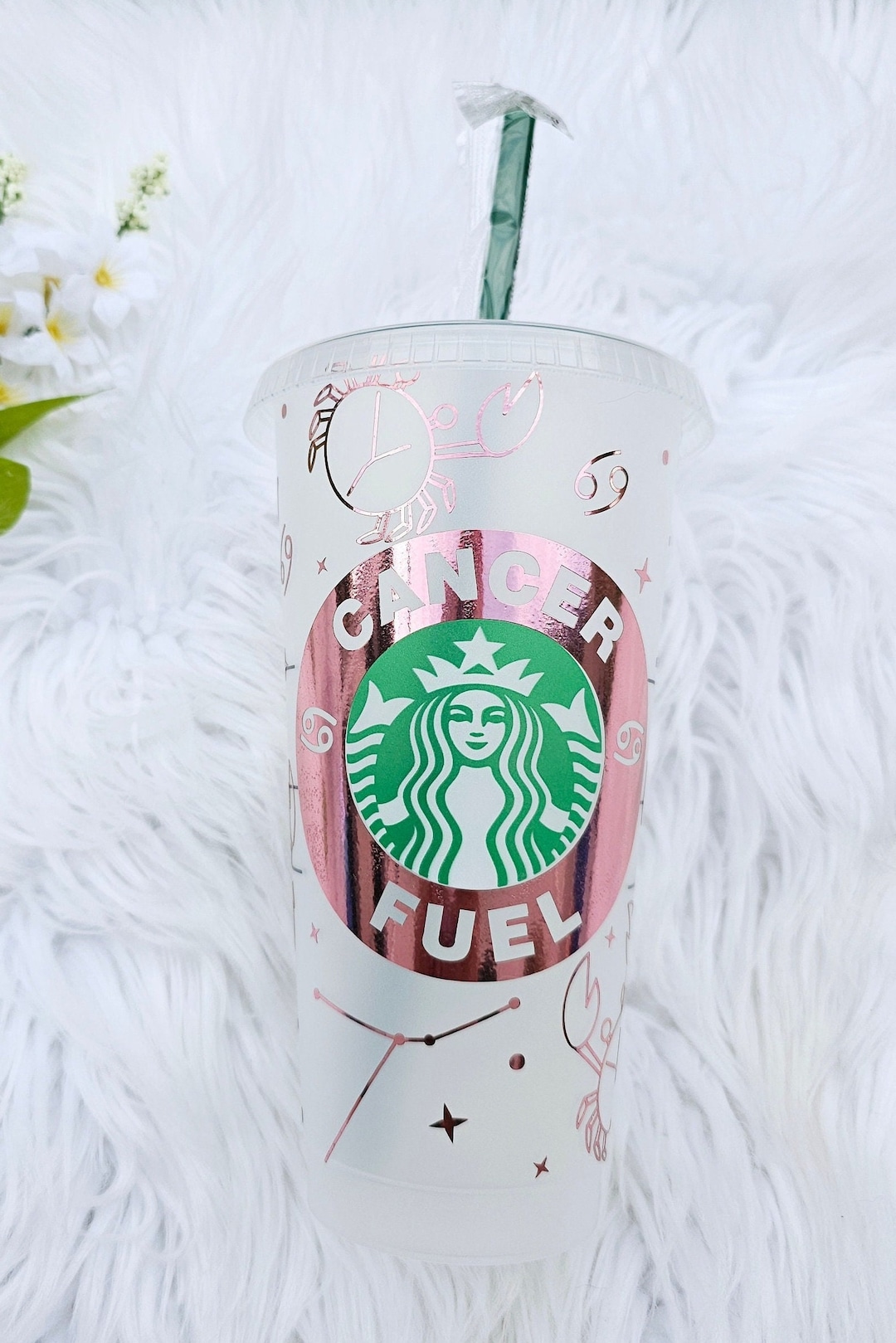 Cancer Zodiac Sign Cold Cup, Cancer Star Sign Iced Coffee Cup, Star ...