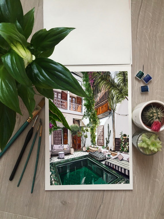 Marrakesh Art Print Marrakech Art Print Morocco Art Print - Etsy