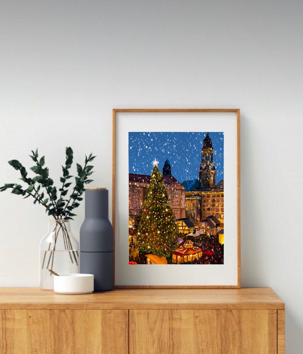 German Christmas Market Art Print, Festive Travel Poster - Etsy