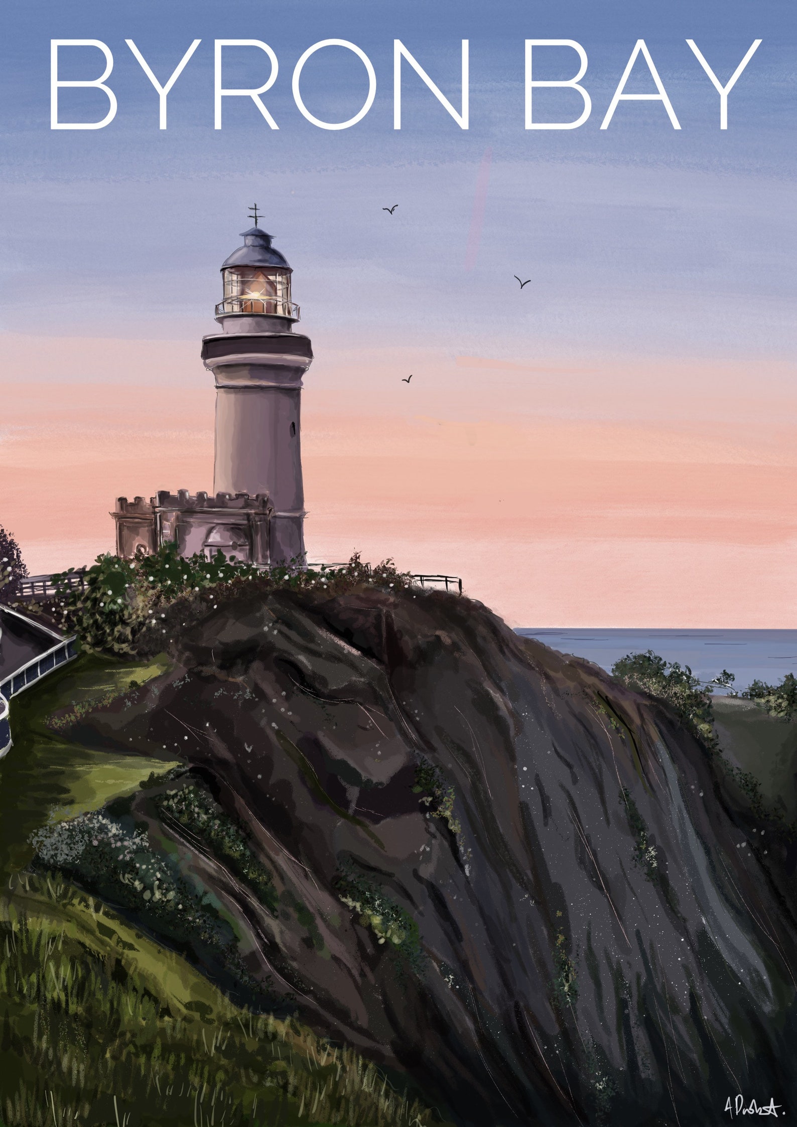 Byron Bay Art Print, Byron Bay Poster, Byron Bay Print, Australia Art ...