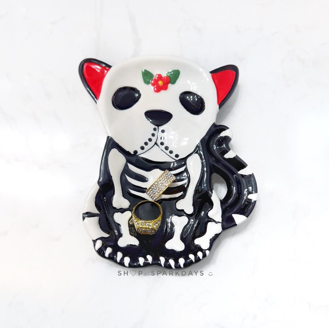 Skeleton Frenchie Sugar Skull Dog Trinket Plate Hand Painted - Etsy
