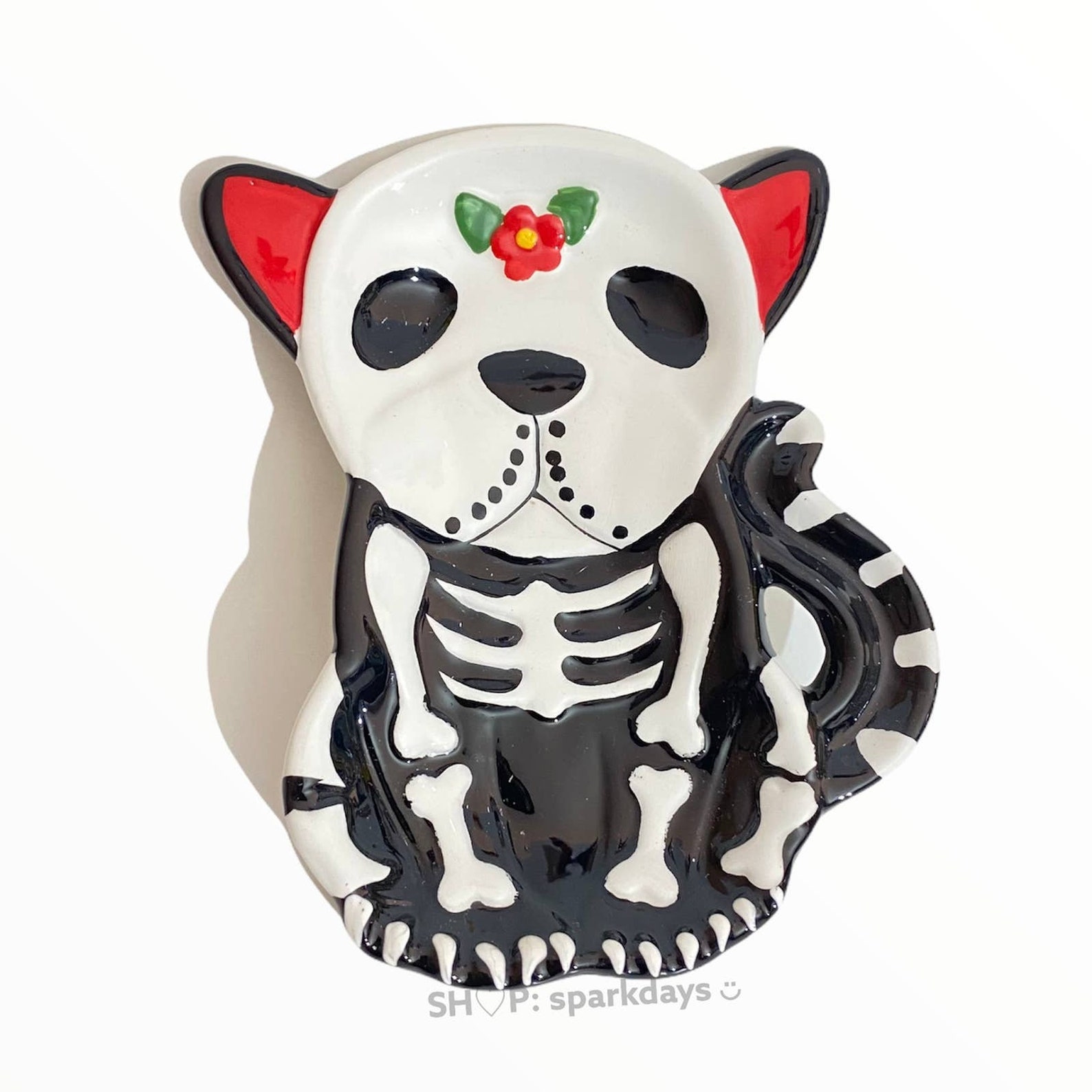 Skeleton Frenchie Sugar Skull Dog Trinket Plate Hand Painted - Etsy