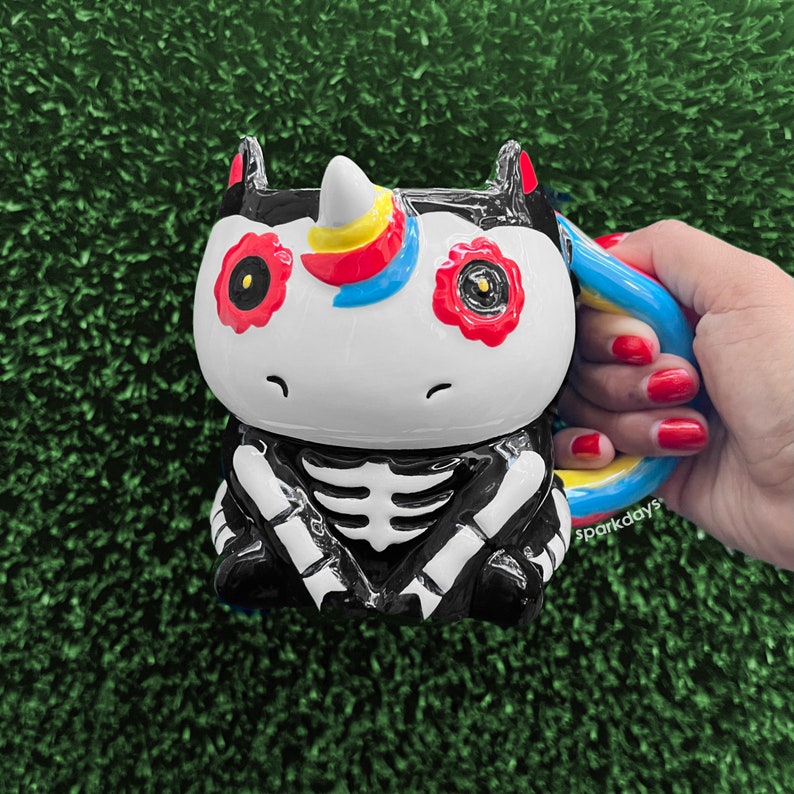 3D Unicorn Mug Sugar Skull Mug Skeleton Mug Large Mug Rainbow Day of ...