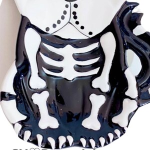 Skeleton Frenchie Sugar Skull Dog Trinket Plate Hand Painted Ceramic ...