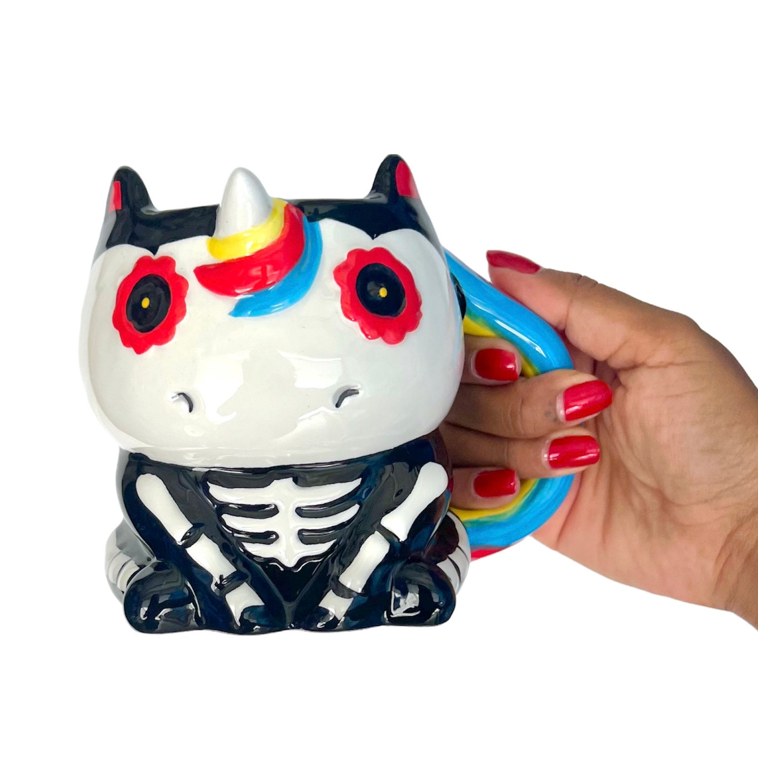 3D Unicorn Mug Sugar Skull Mug Skeleton Mug Large Mug Rainbow Day of ...