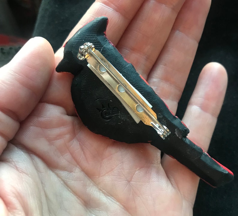 Cardinal Pin Brooch Male or Female Bird Red Mosaic Art to - Etsy