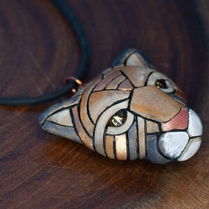 Cougar, AKA Mountain Lion & Puma Face Necklace on Leather, Wildcat ...