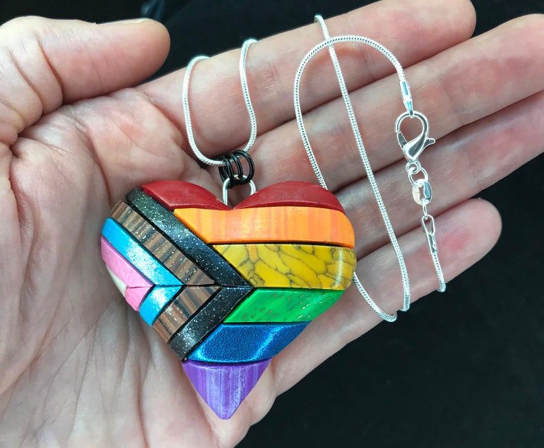 Progressive Pride Flag Heart Necklace Mosaic Rainbow Art - Etsy