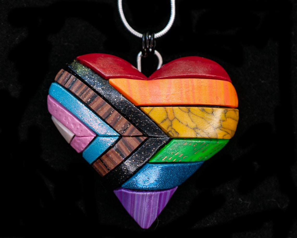 Progressive Pride Flag Heart Necklace Mosaic Rainbow Art - Etsy