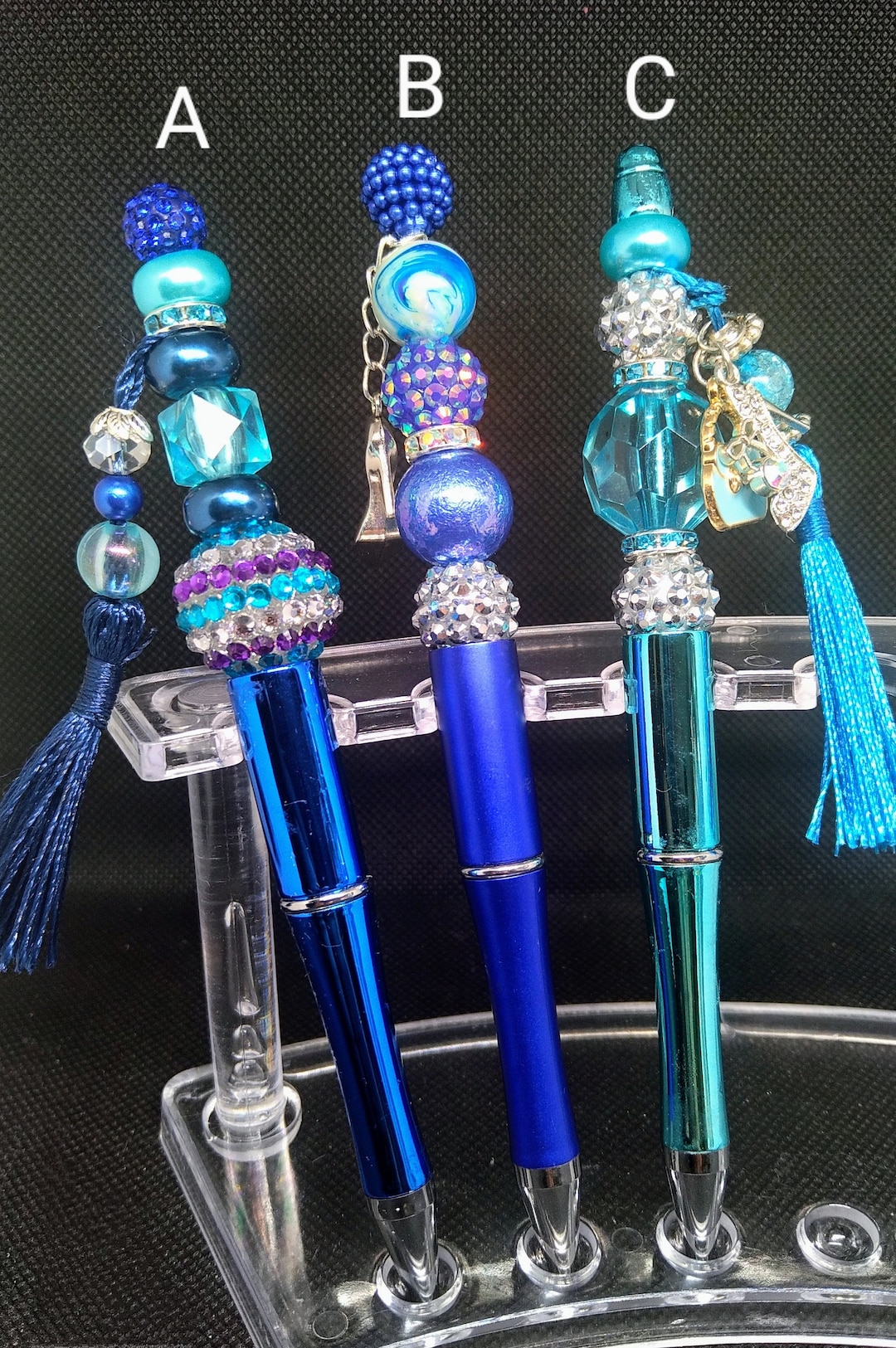BLUE Beaded Blinged Out Pens With Dangle/journal/planner Pen/gift for ...