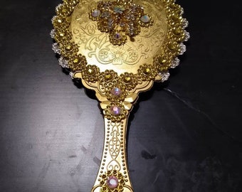 Vintage Gold Handheld Mirror - Etsy