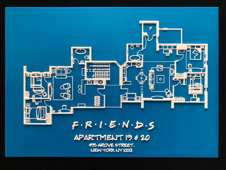 FRIENDS Tv Show Apartments 19 & 20 Blue Print 3D Printed - Etsy