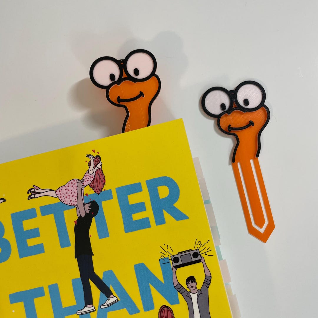 Wiggly Bookworm Bookmark Set 3D Printed, Fun & Functional for Book ...