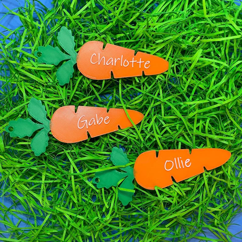 Personalized Carrot Name Tags – 3D Printed Easter Basket Name Tags ...