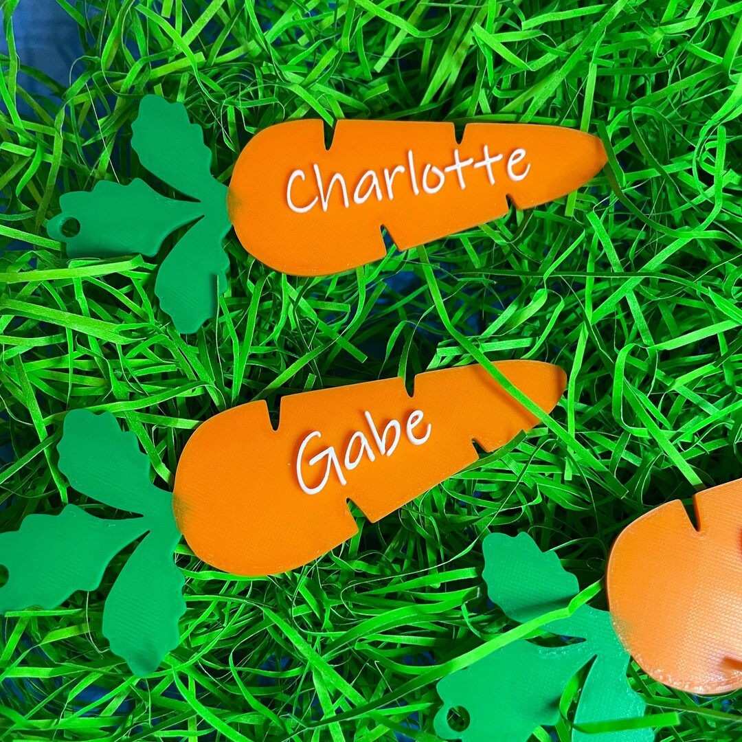 Personalized Carrot Name Tags – 3D Printed Easter Basket Name Tags ...