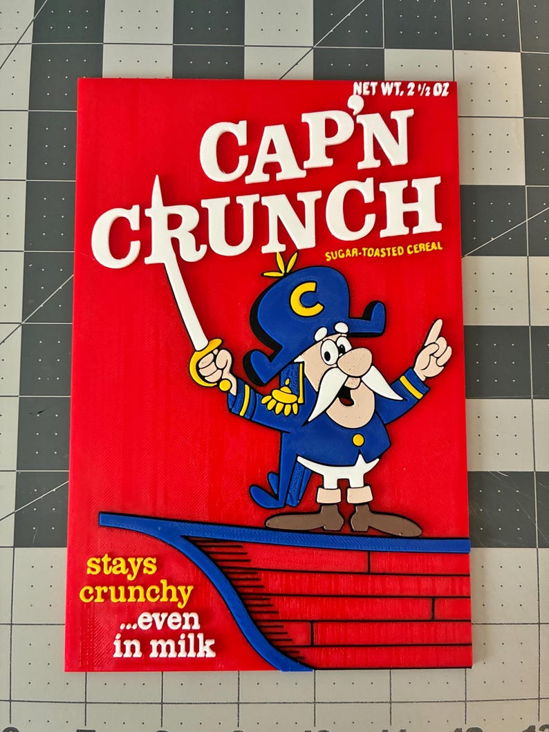 Cap’n Crunch 3D Wall Art – Retro Cereal Box Sign – “stays Crunchy… Even ...