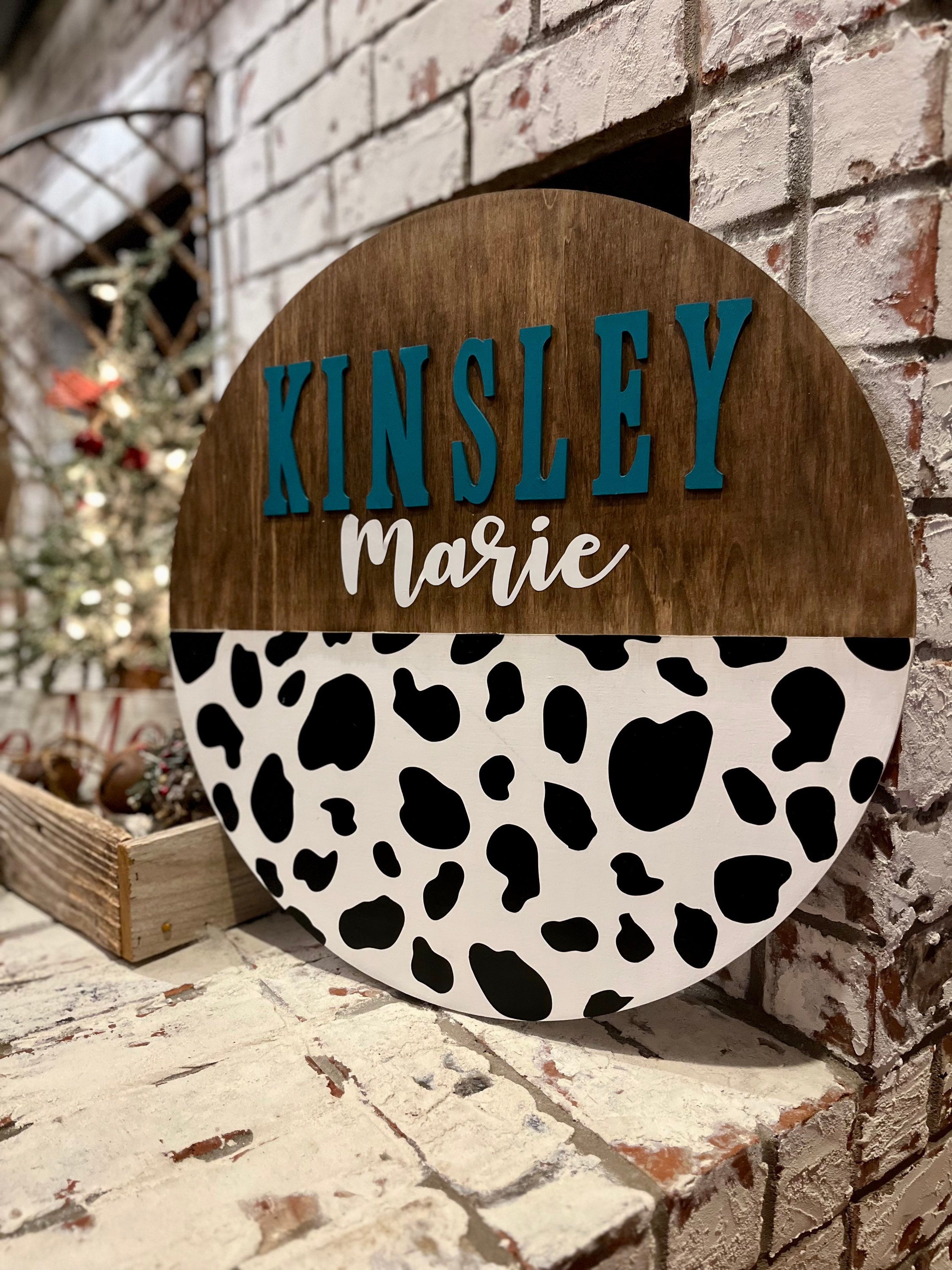 Cow Print Name Sign - Etsy