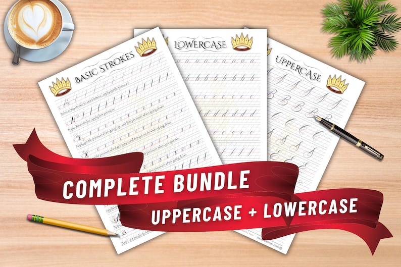 Calligraphy Practice Sheets - Bundle (uppercase + Lowercase) - Etsy ...