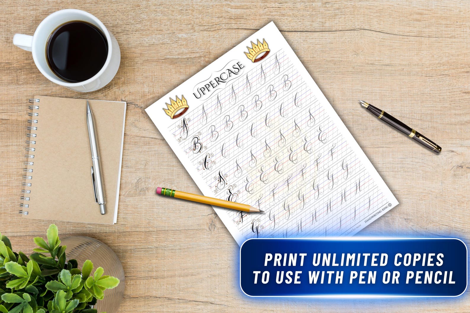 Calligraphy Practice Sheet Uppercase 'A-Z' - Etsy