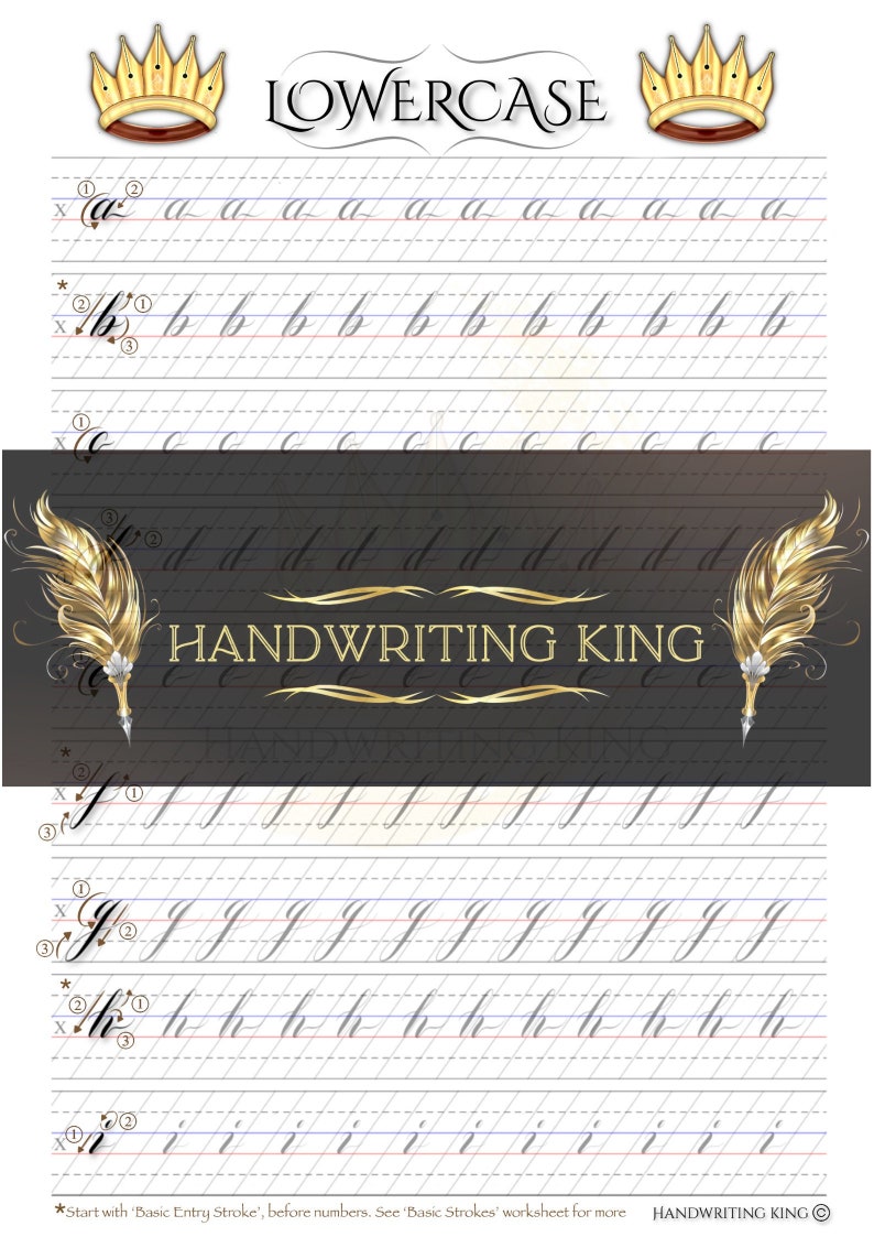 Calligraphy Practice Sheets - Lowercase 'a-z' - Etsy