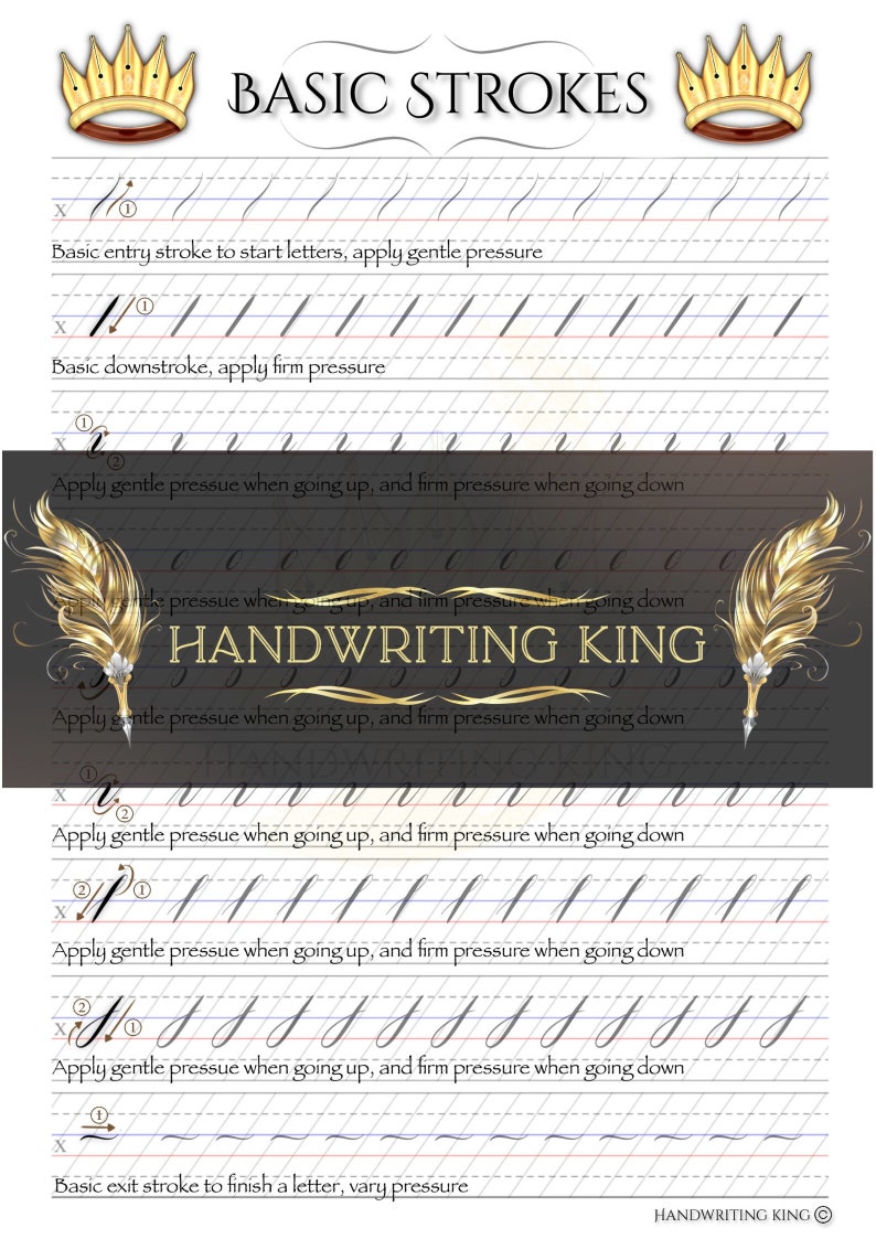 Calligraphy Practice Sheet - Basic Strokes - Etsy