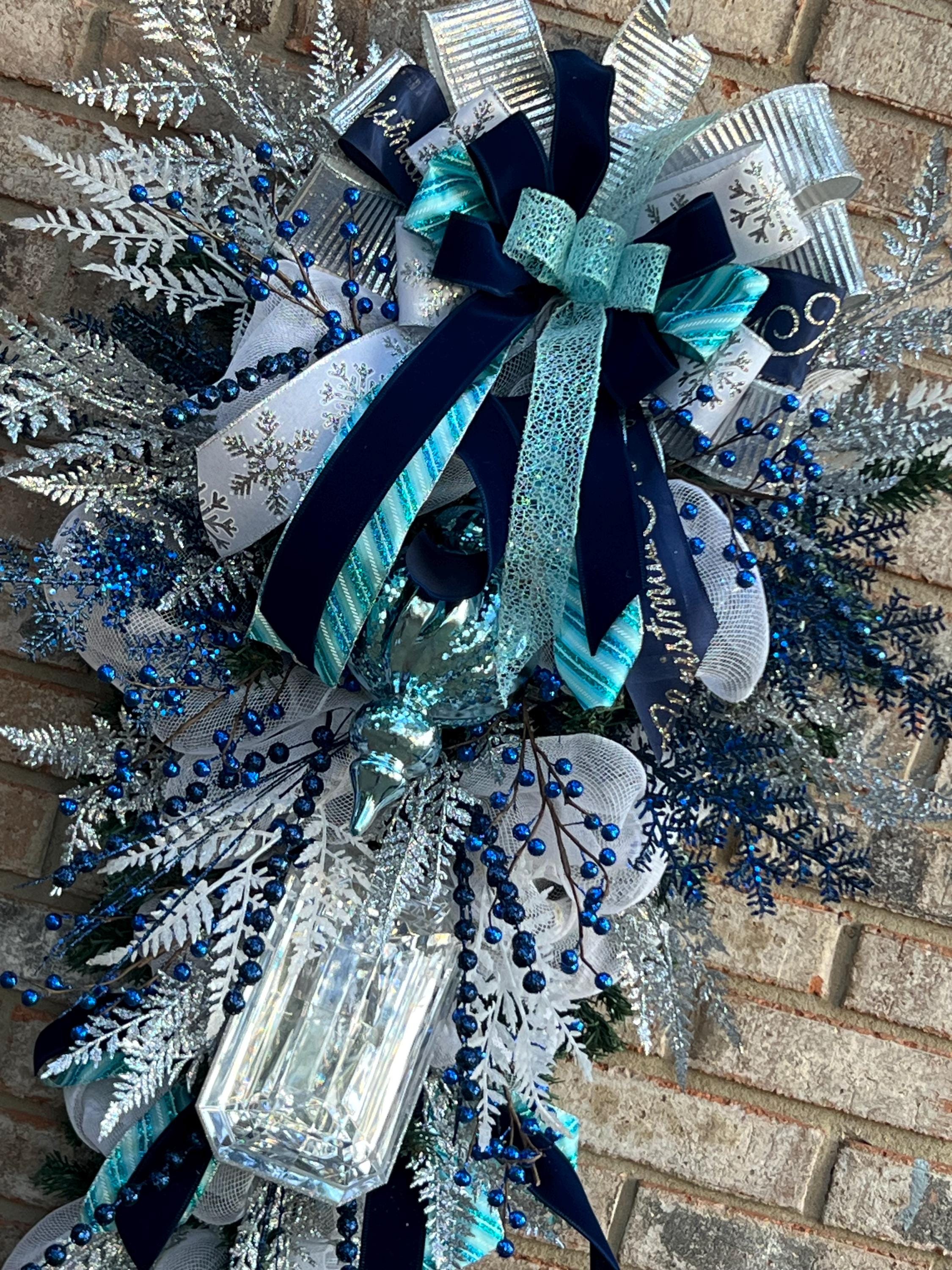 Blue and Silver Christmas Swag - Etsy