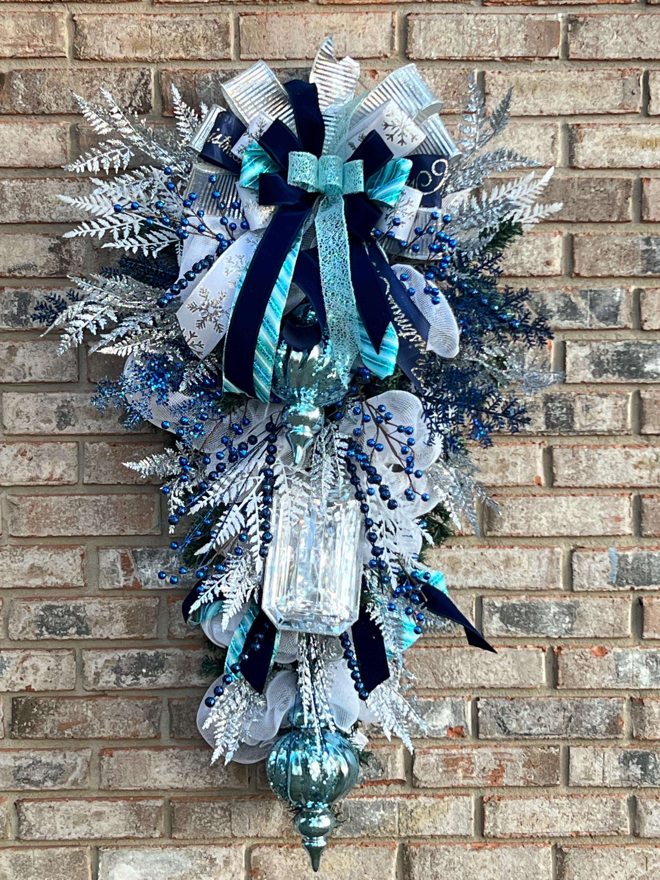 Blue and Silver Christmas Swag - Etsy