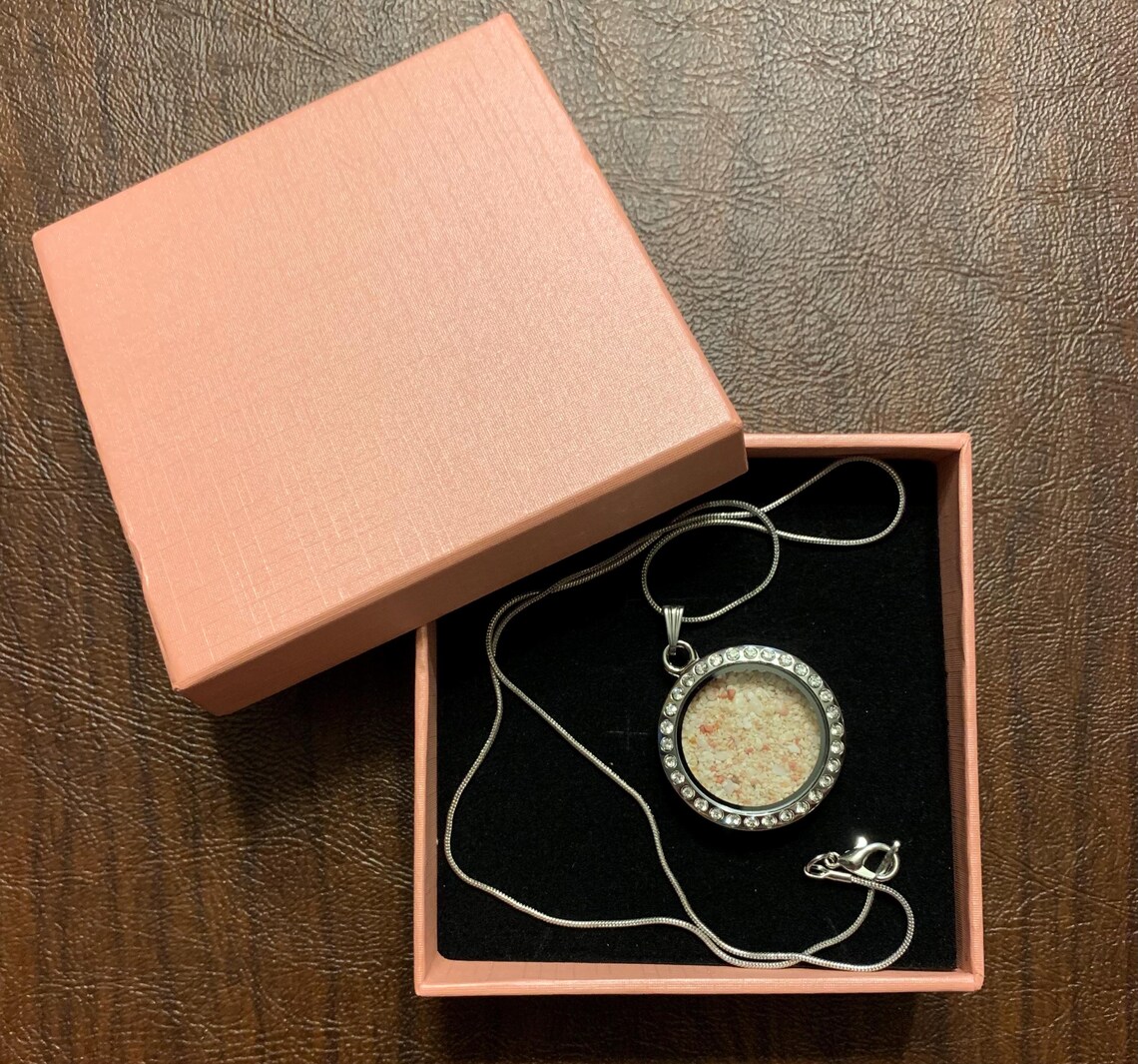 Bermuda Pink Sand Gold or Silver Rhinestone Locket Necklace - Etsy