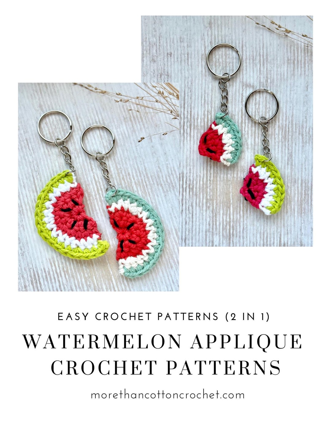 Watermelon Applique Crochet Pattern Fruit Crochet Pattern Watermelon Half Watermelon Slice Fruit ...