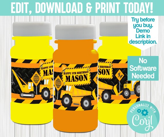 Editable Construction Bubble Labels Digital Construction | Etsy