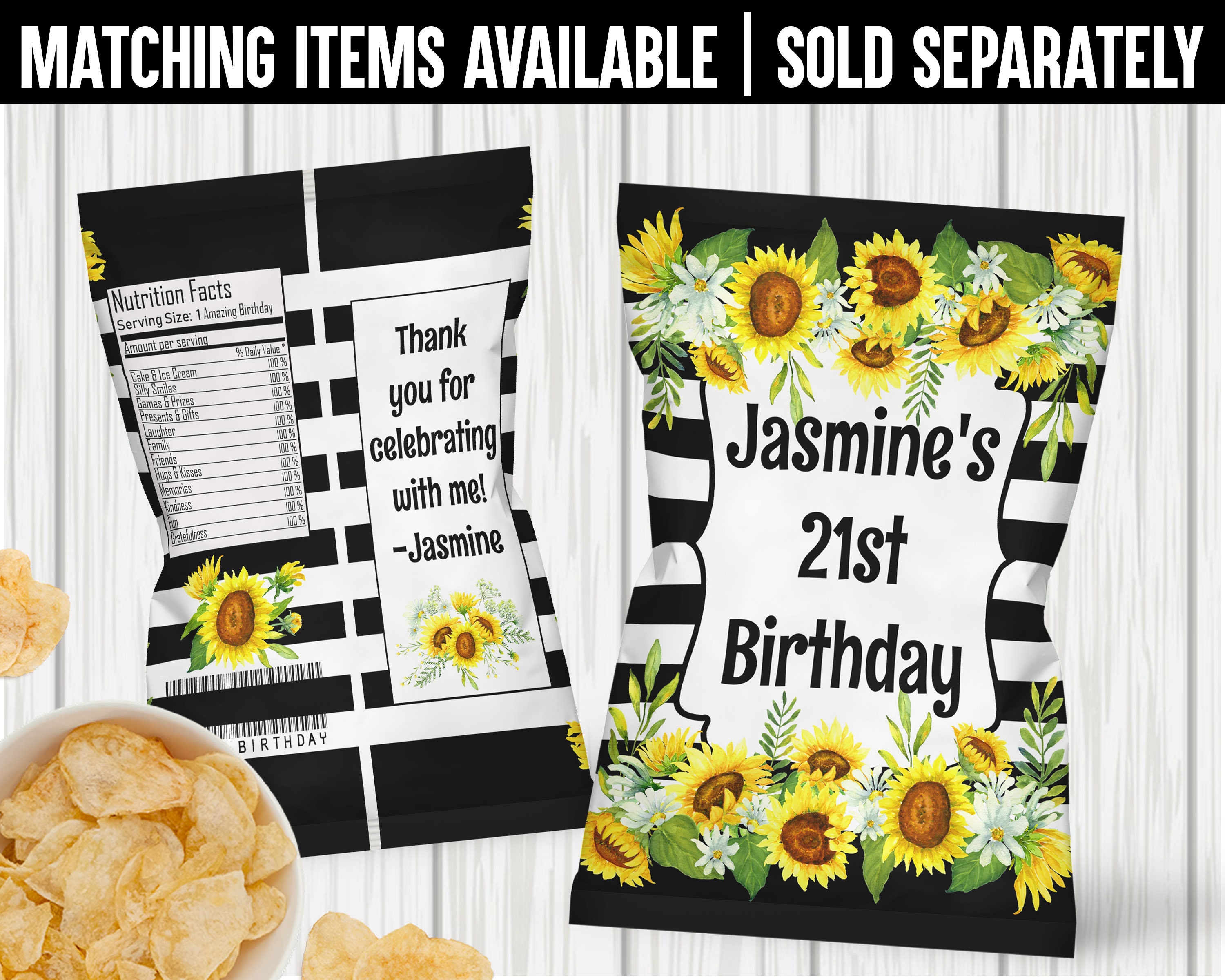 Editable Sunflower Water Label/ DIY/ Instant Download/ | Etsy