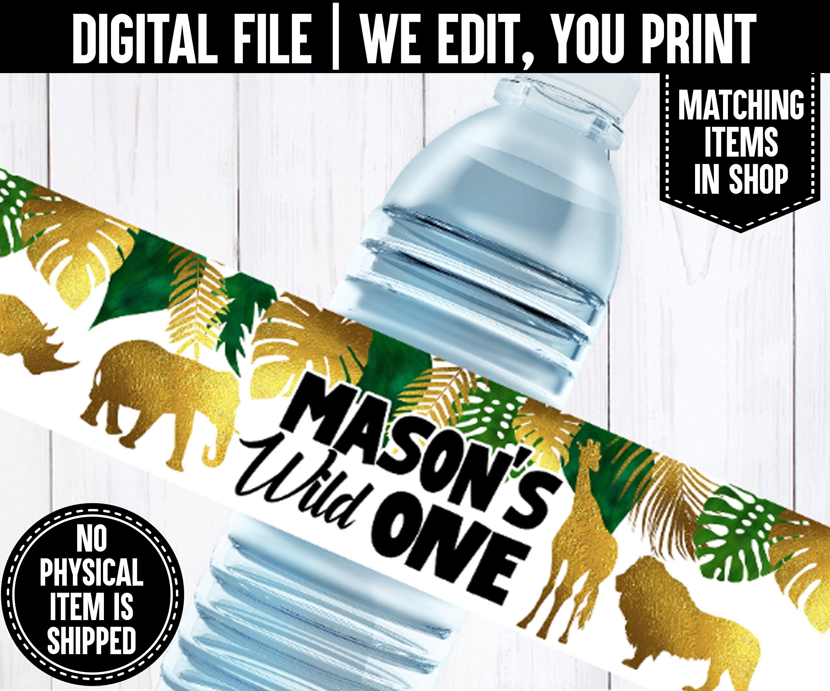 Safari Water Label Wild One Water Label Safari Birthday | Etsy