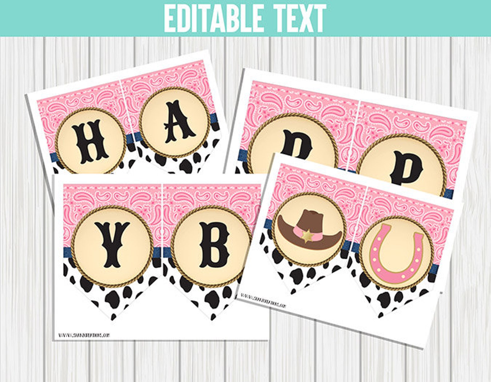 Editable Cowgirl Banner DIY Cowgirl Party Decoration - Etsy
