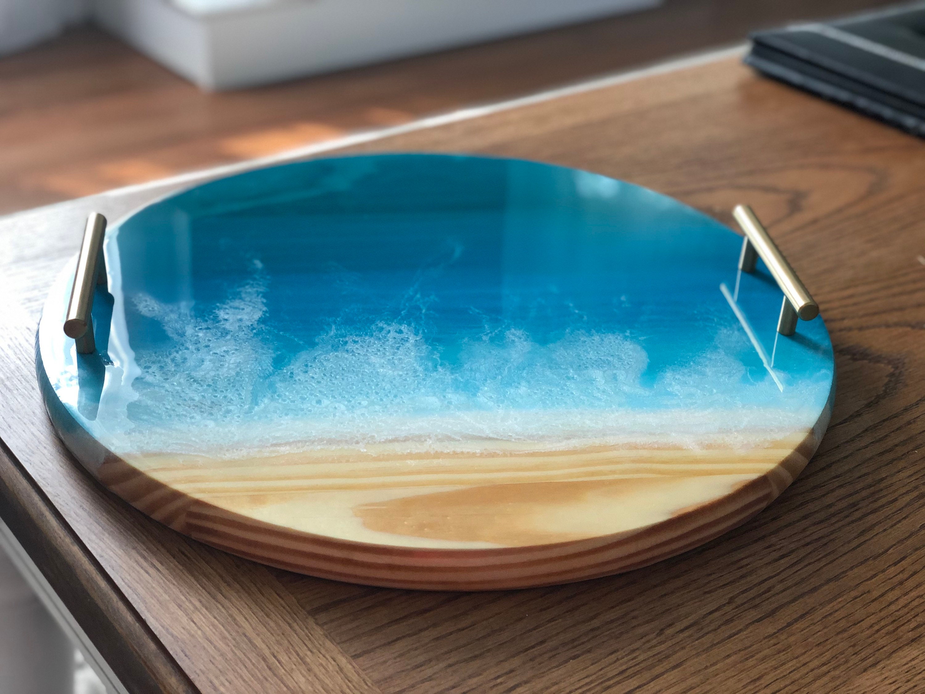 ocean serving board beach charcuterie beach house beach resin tray ...