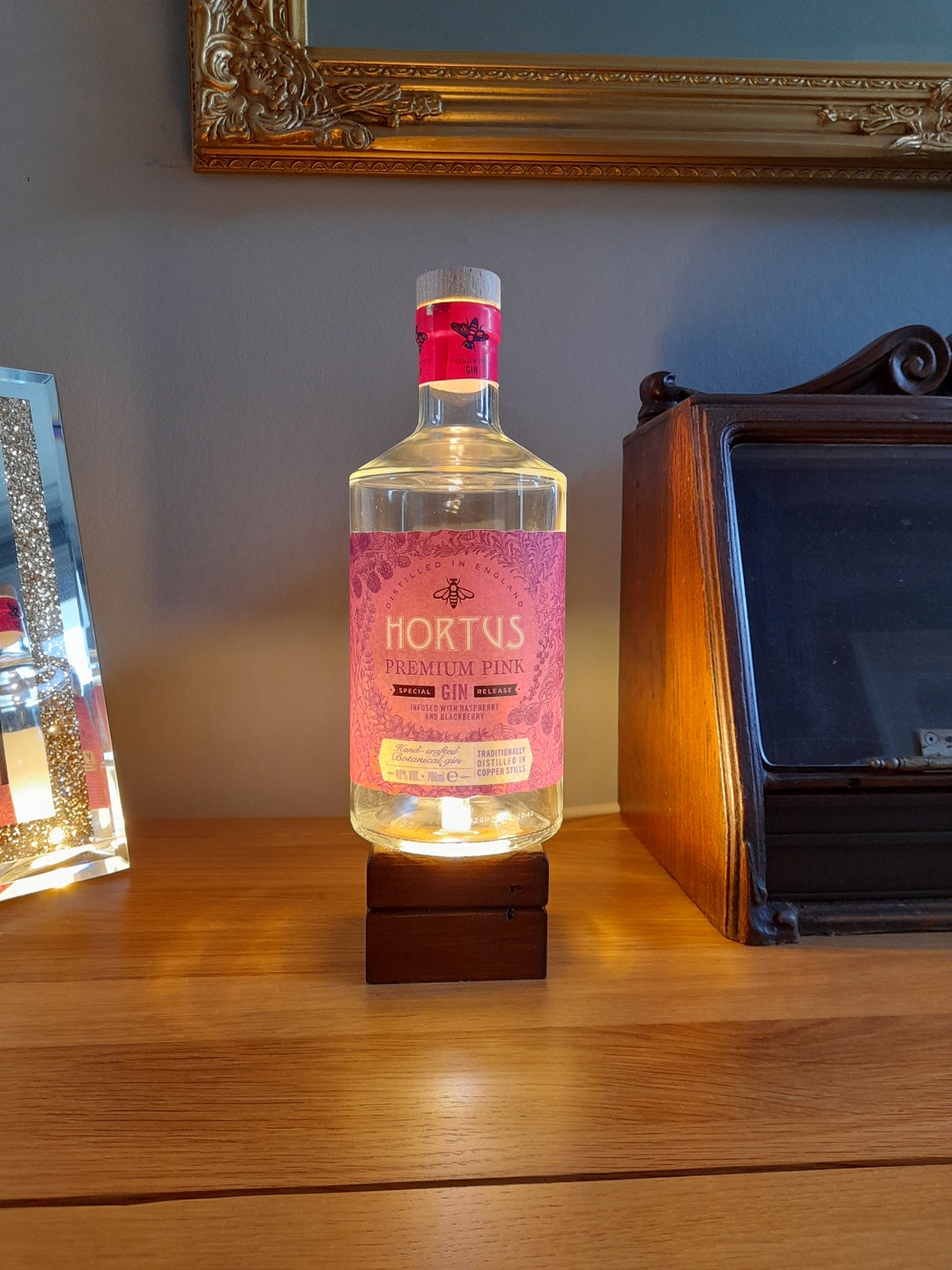 Gin Bottle Table Lamp. Pink Gin Glass Bedside Lamp Light. - Etsy