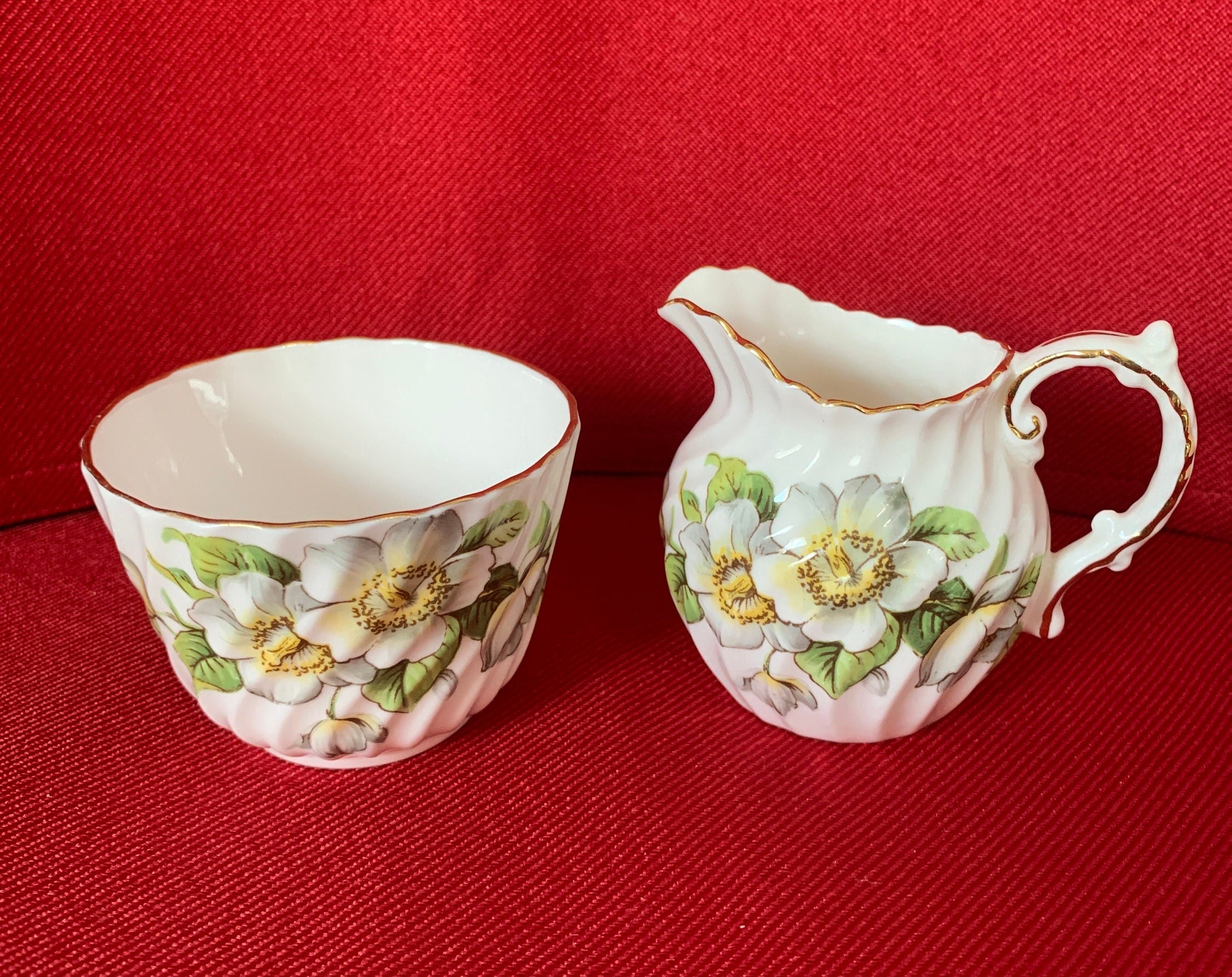 RARE Aynsley Tea Set With Teapot, Creamer and Sugar Bowl With Wild Rose ...