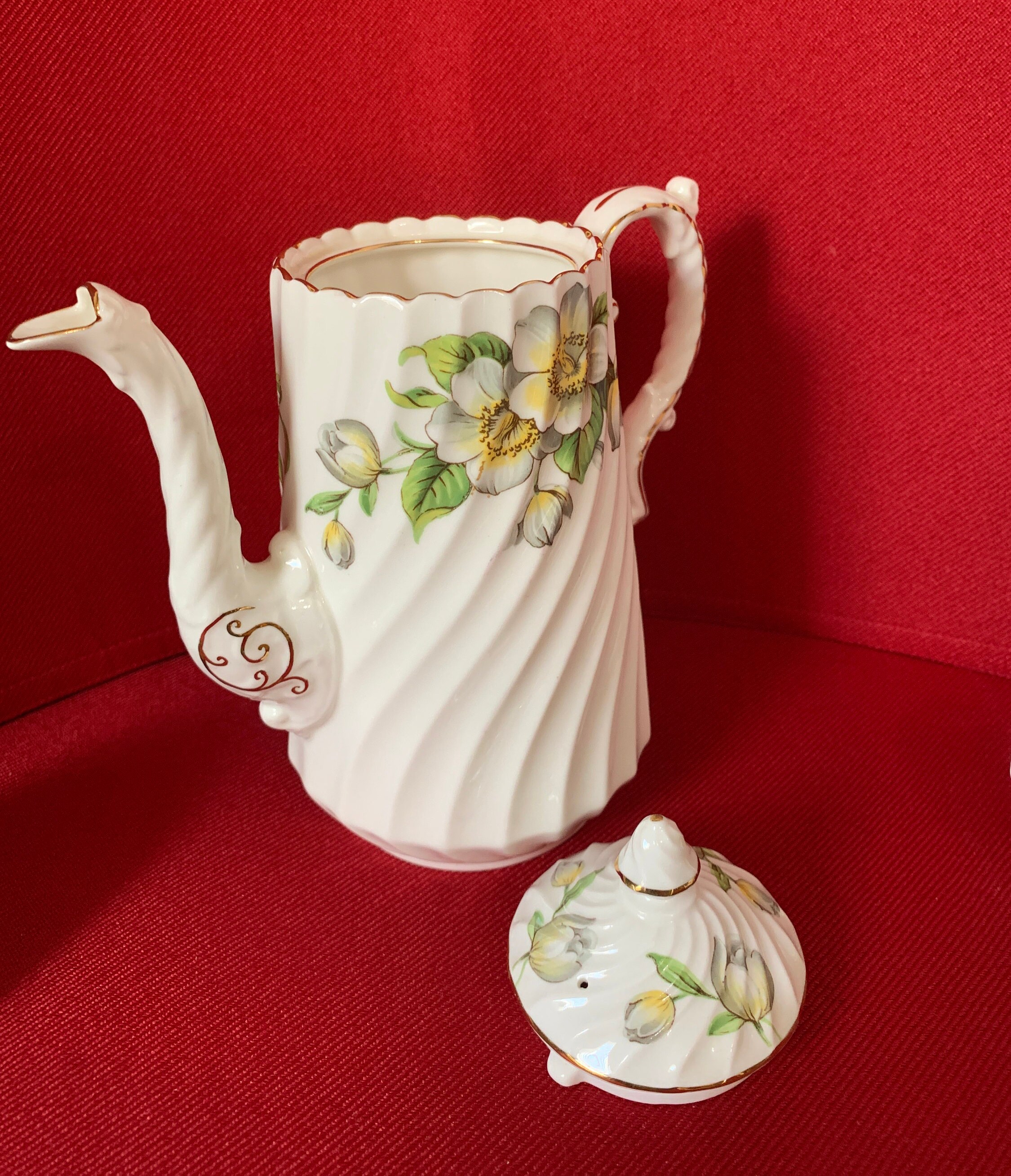 RARE Aynsley Tea Set With Teapot, Creamer and Sugar Bowl With Wild Rose ...