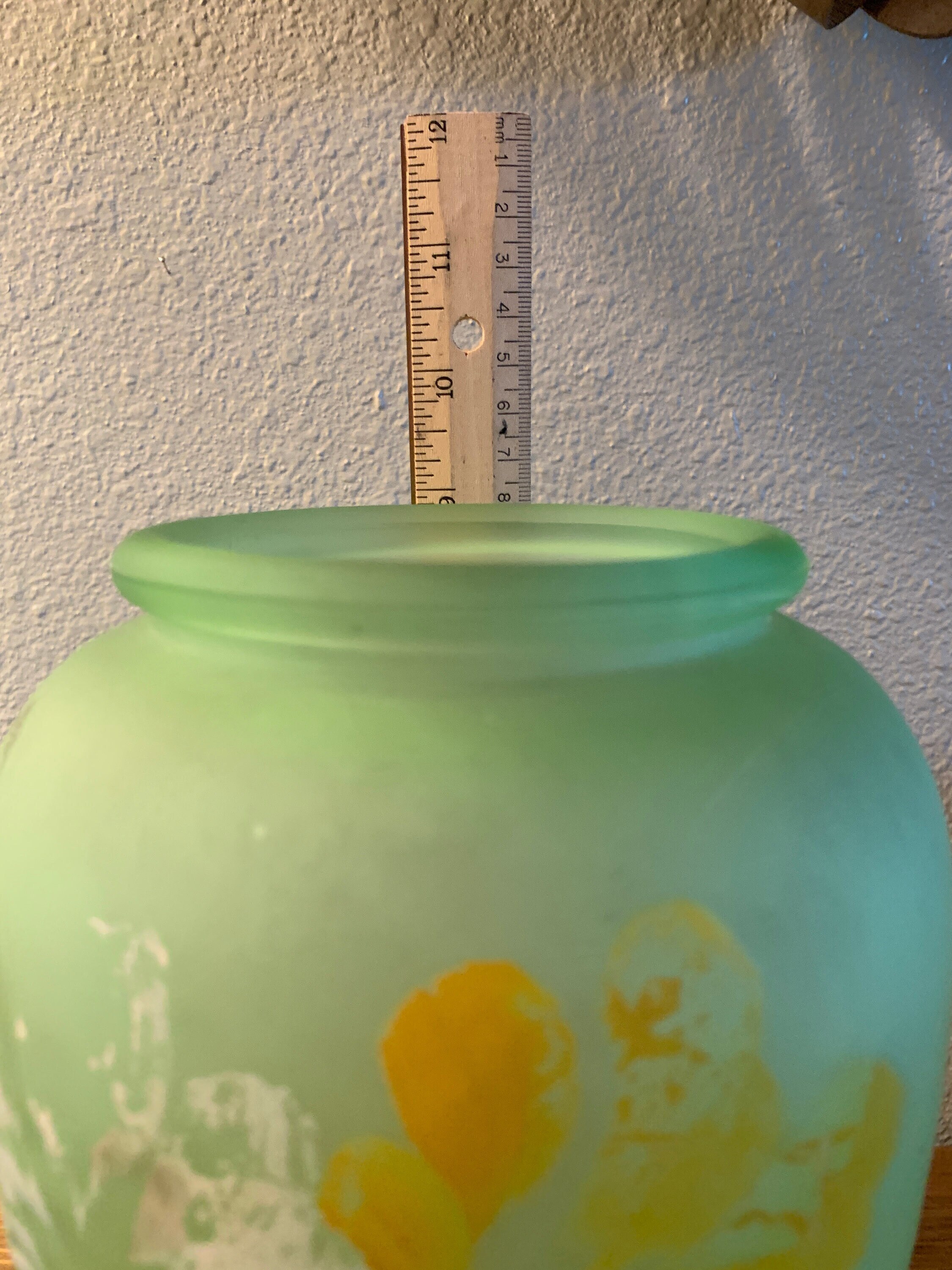 Vintage Uranium Green Hand Painted Vase - Etsy