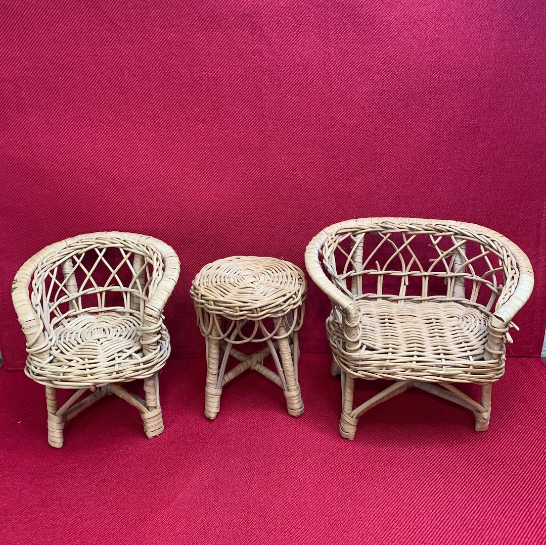 Vintage Wicker 3 Piece Doll House Furniture - Etsy