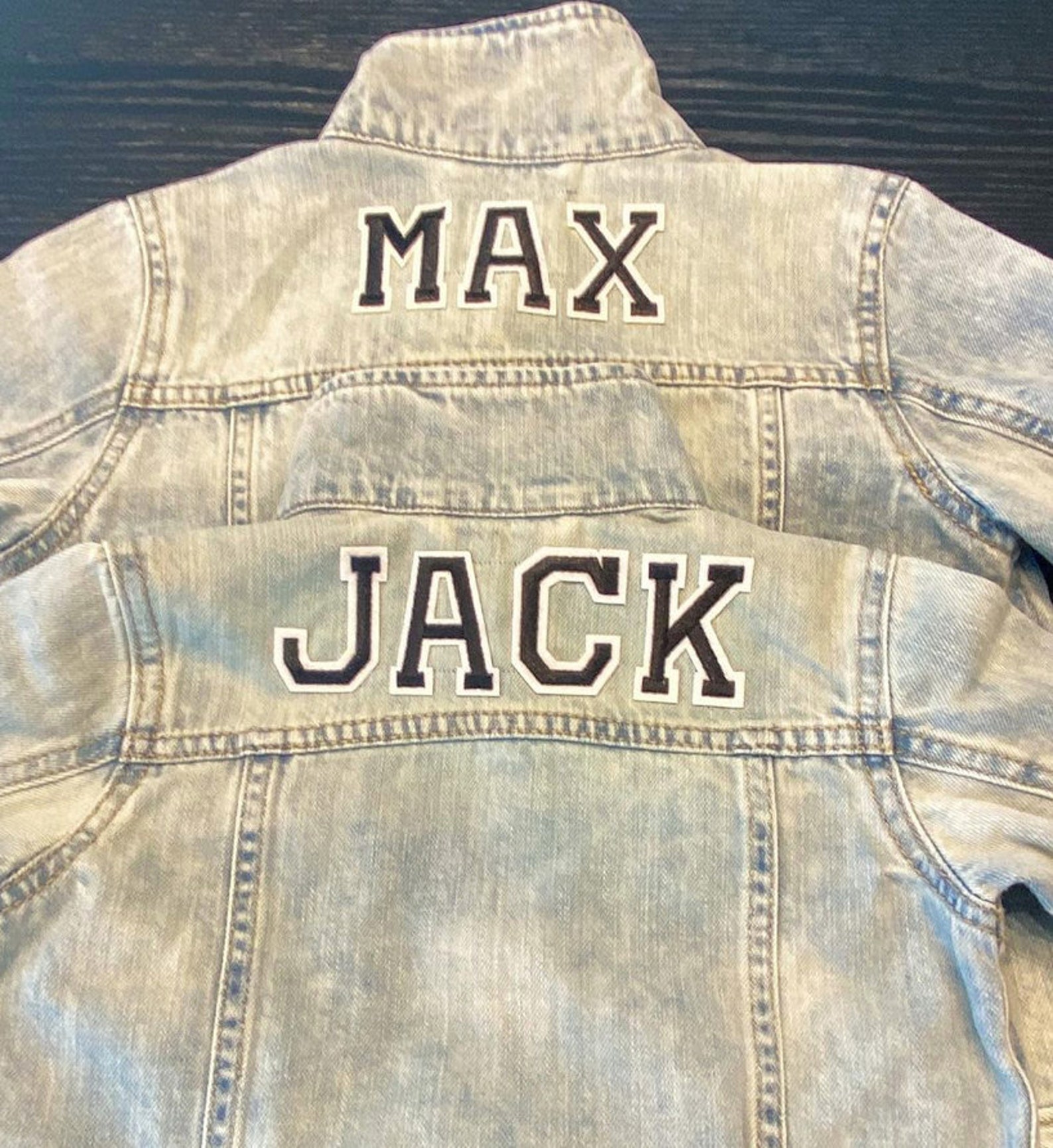 NAME ONLY - Custom Jean Jacket W/ Letter Patches (unlimited Letters ...