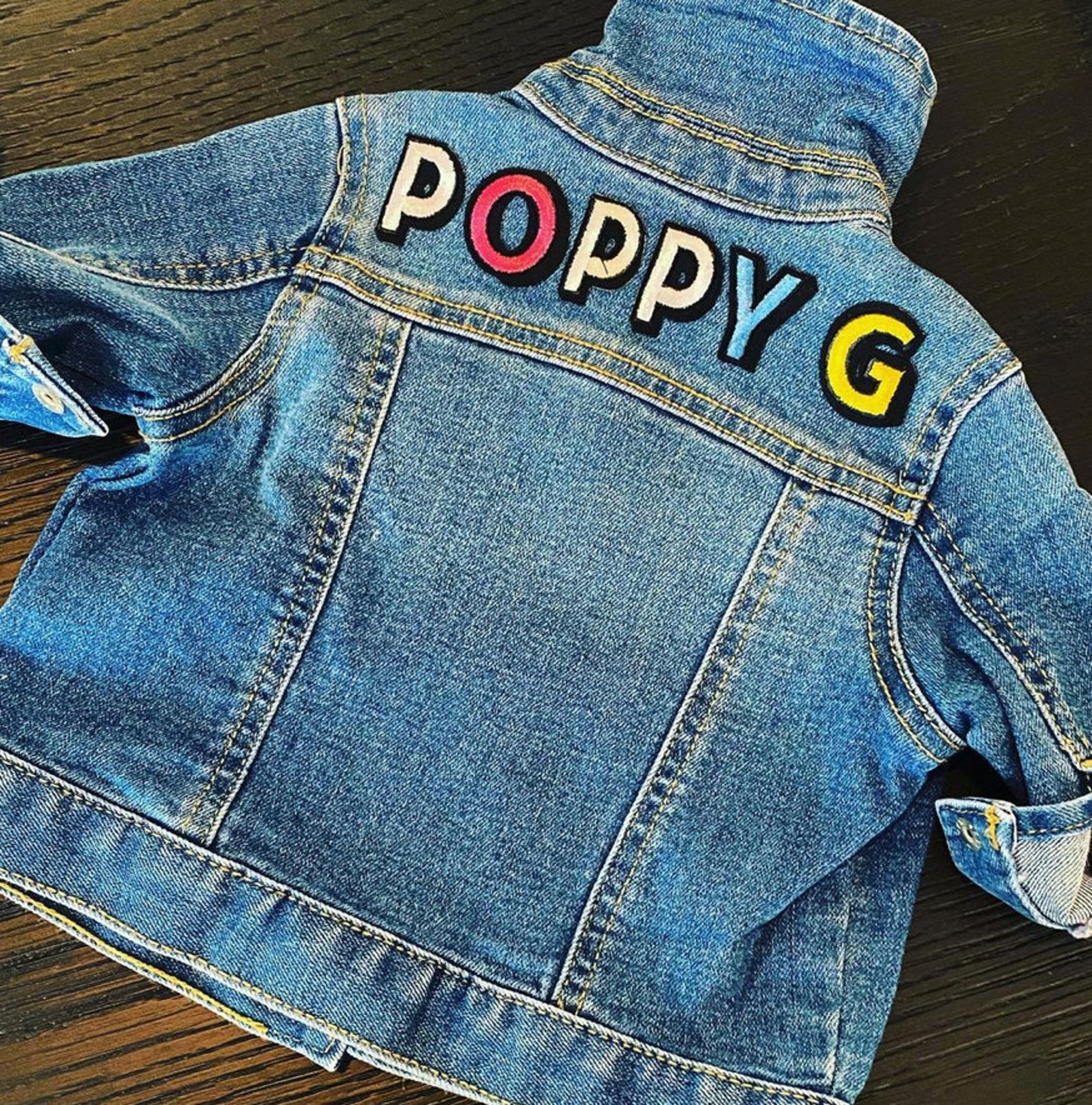 NAME ONLY - Custom Jean Jacket W/ Letter Patches (unlimited Letters ...