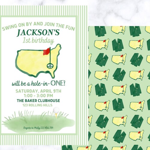 Masters Party Birthday Invitation Navy & Green First - Etsy