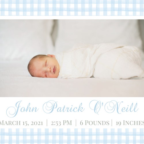 PRINTABLE Birth Announcement Monogrammed Crest Blue - Etsy