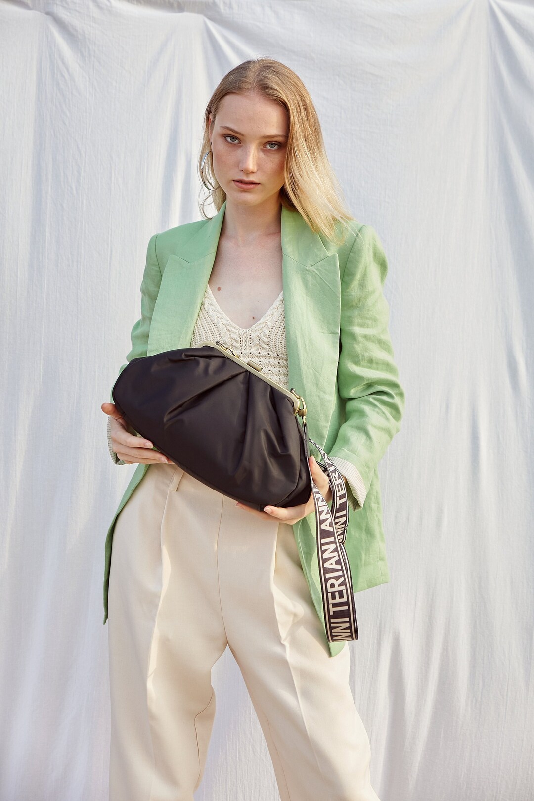 Black Frame Clutch, Black Crossbody Purse, Black Clasp Bag, Black Top ...