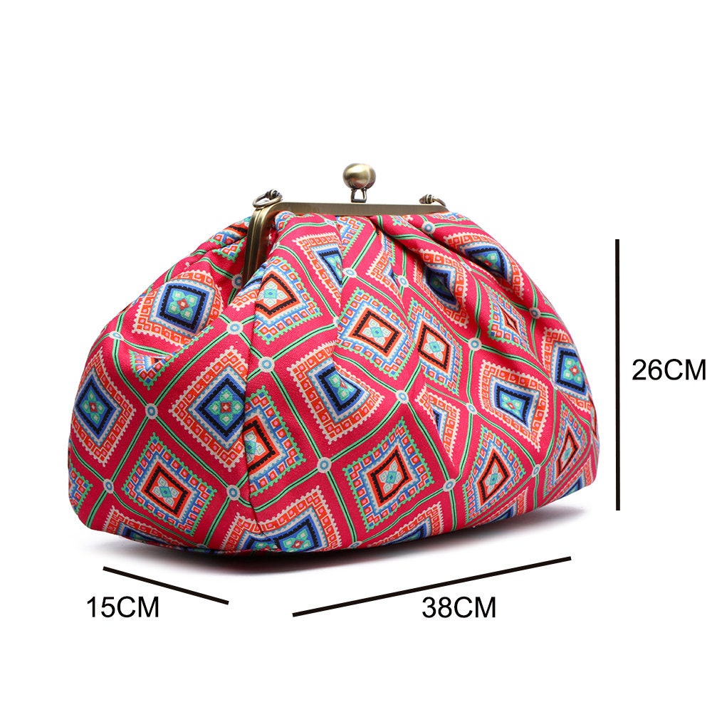 Exclusive Handmade Frame Clutch, Cotton Handbag With Unique Pattern ...