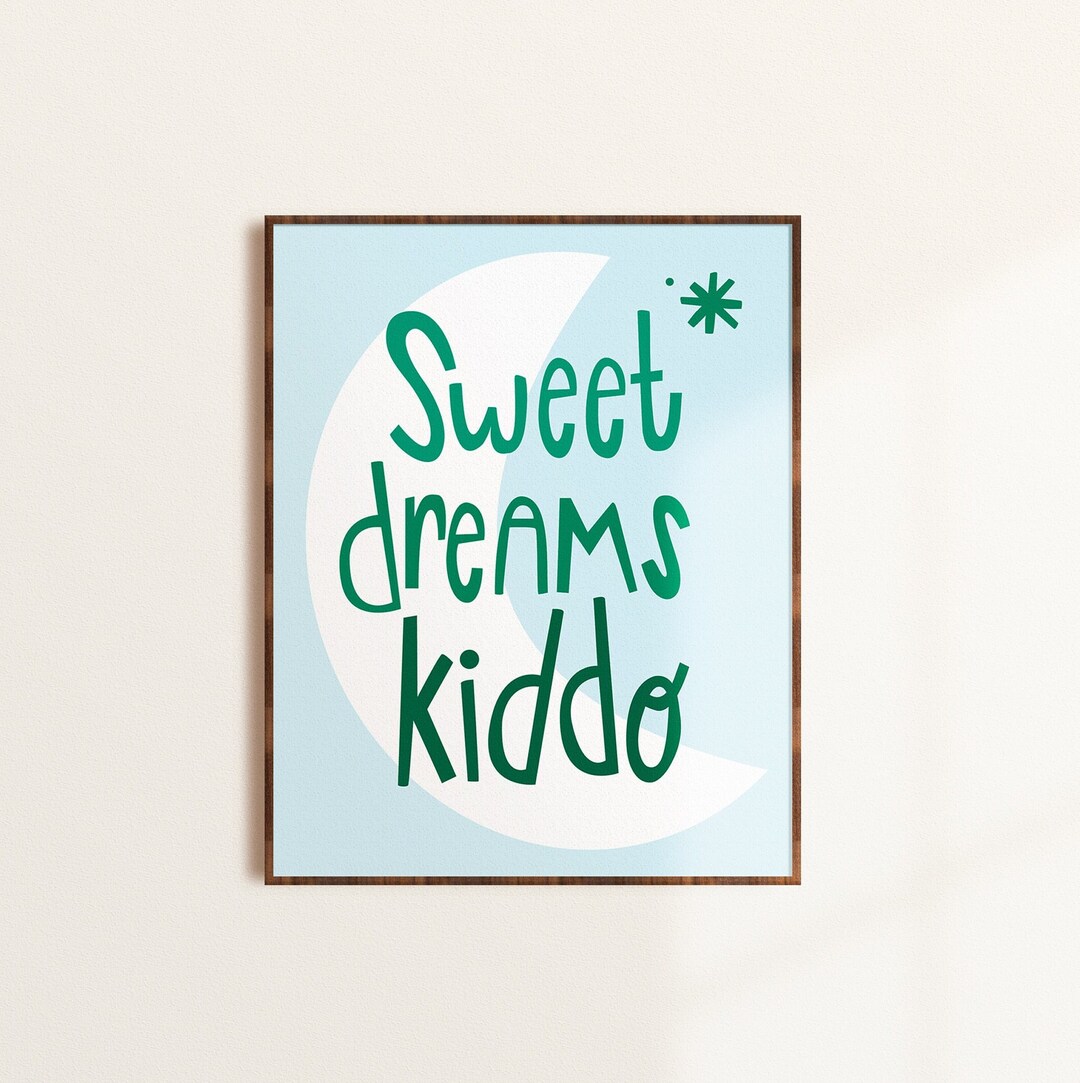 Baby Blue Moon and Stars Art Print, Sweet Dreams Poster, Sky Printable ...