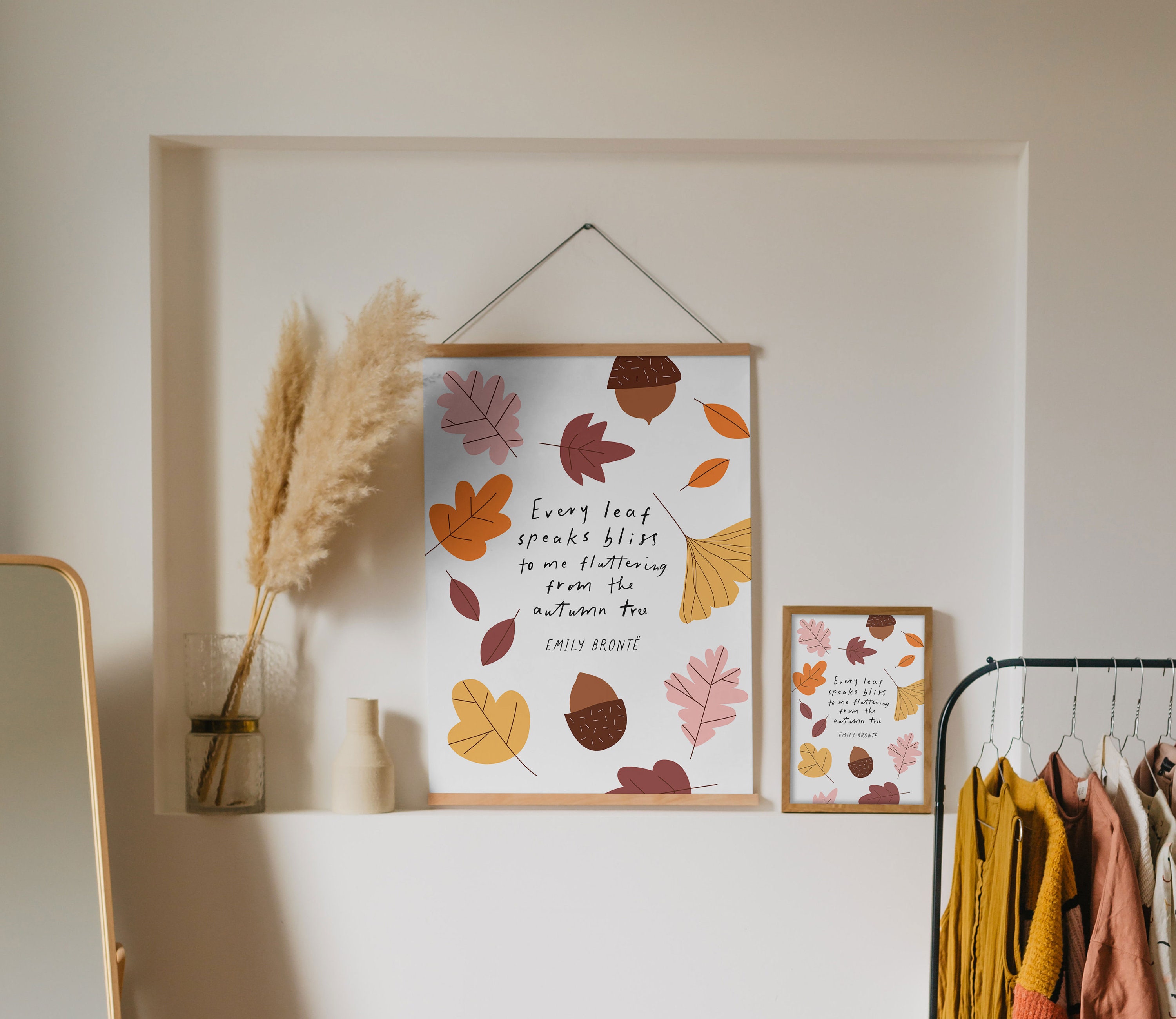 Falling Leaves Poster, Fall Printable Quote, Autumn Illustration, Emily ...