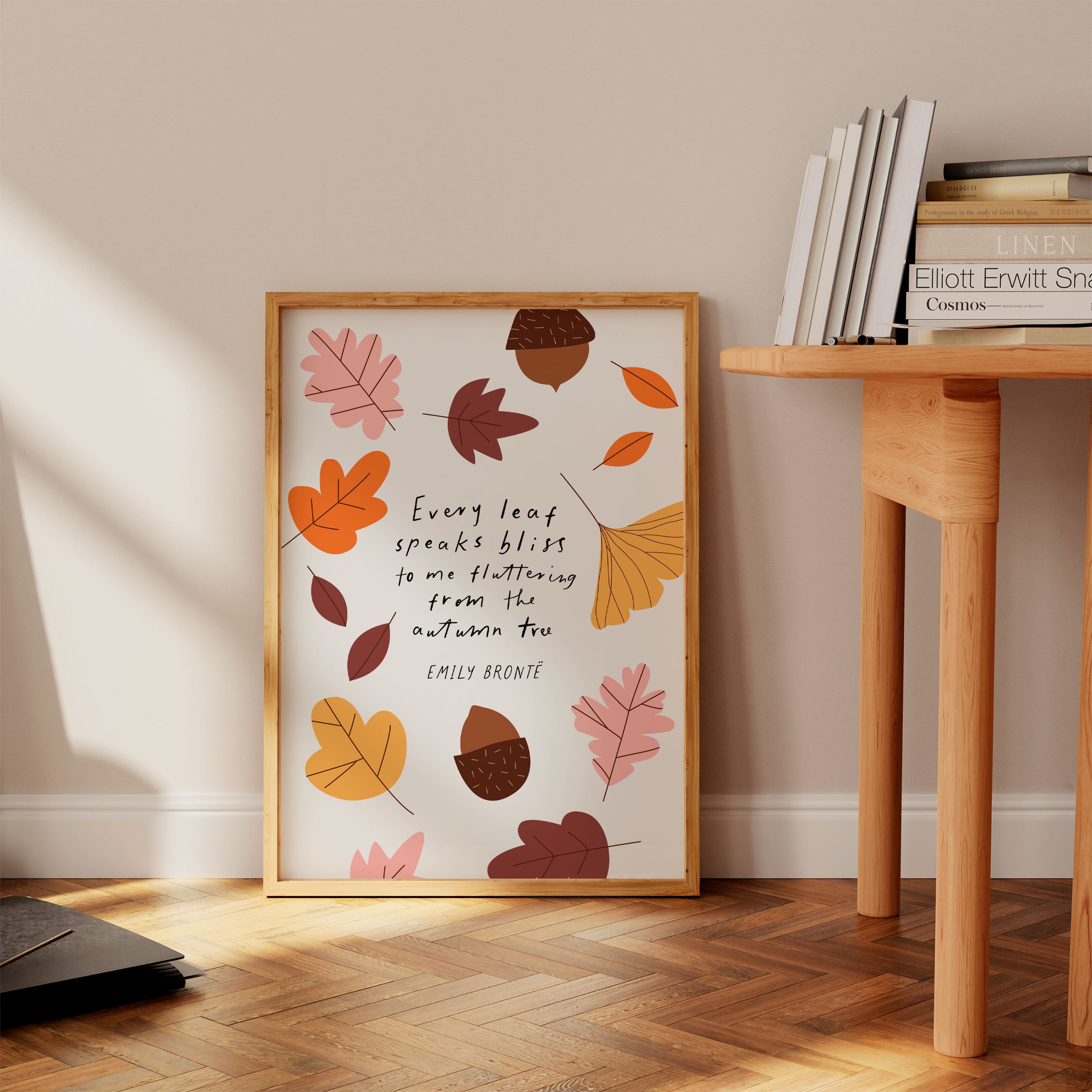 Falling Leaves Poster, Fall Printable Quote, Autumn Illustration, Emily ...